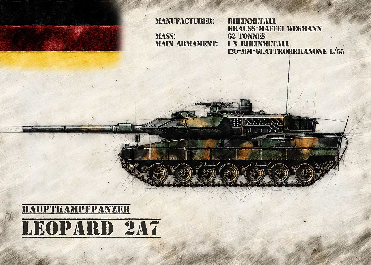 'Leopard 2A7' Poster, picture, metal print, paint by Pixxelworks ...