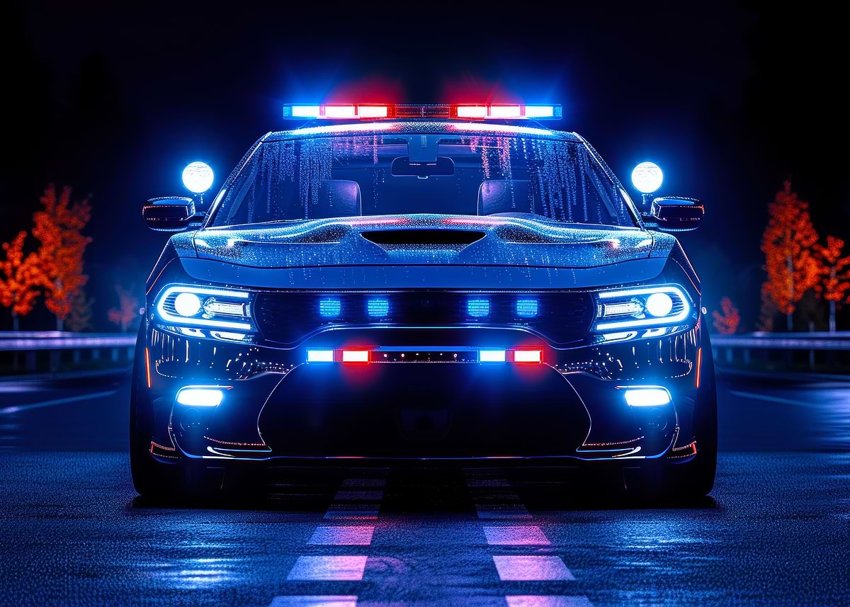 'Police car' Poster, picture, metal print, paint by Byrdyak | Displate