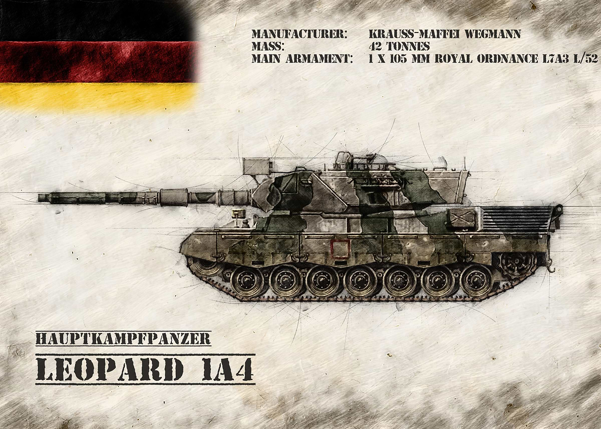 'Leopard 1A4' Poster, picture, metal print, paint by Pixxelworks ...