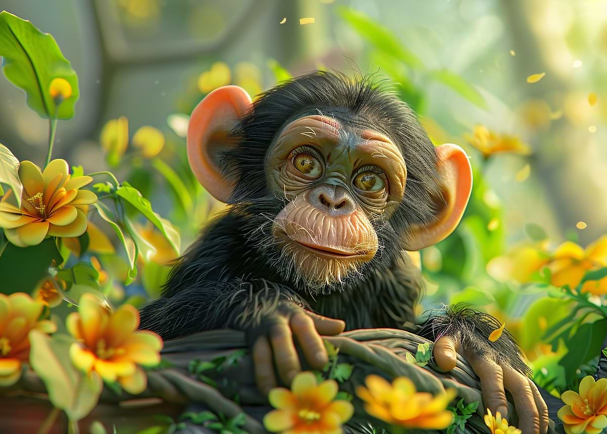 'baby chimp' Poster, picture, metal print, paint by PictureArtFantasy ...