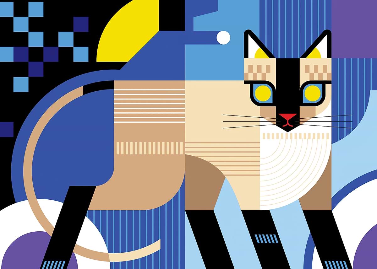 'abstract cat' Poster, picture, metal print, paint by asnah asnah ...