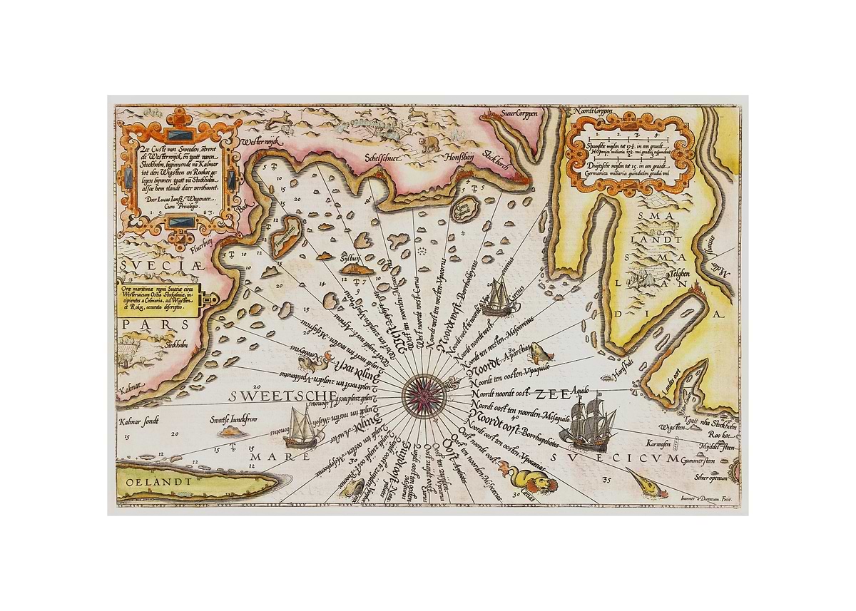 'Map of the Coast of Sweden' Poster, picture, metal print, paint by Gee ...
