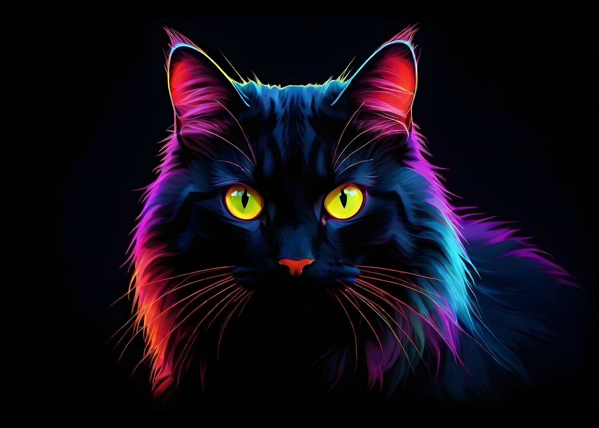 'Colorful cat face' Poster, picture, metal print, paint by Ari yanda ...
