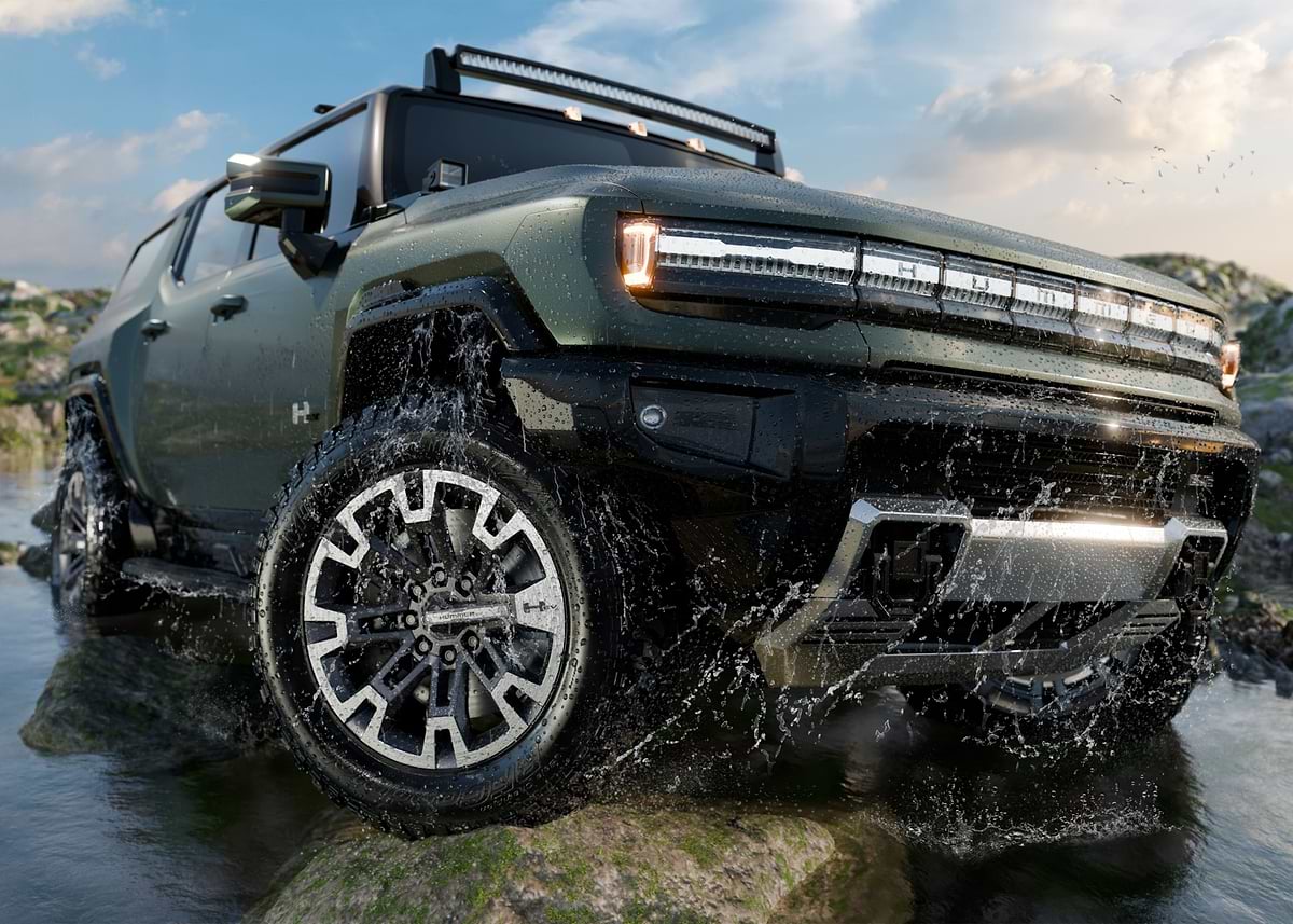 'Electric pickup GMC Hummer' Poster, picture, metal print, paint by bi ...