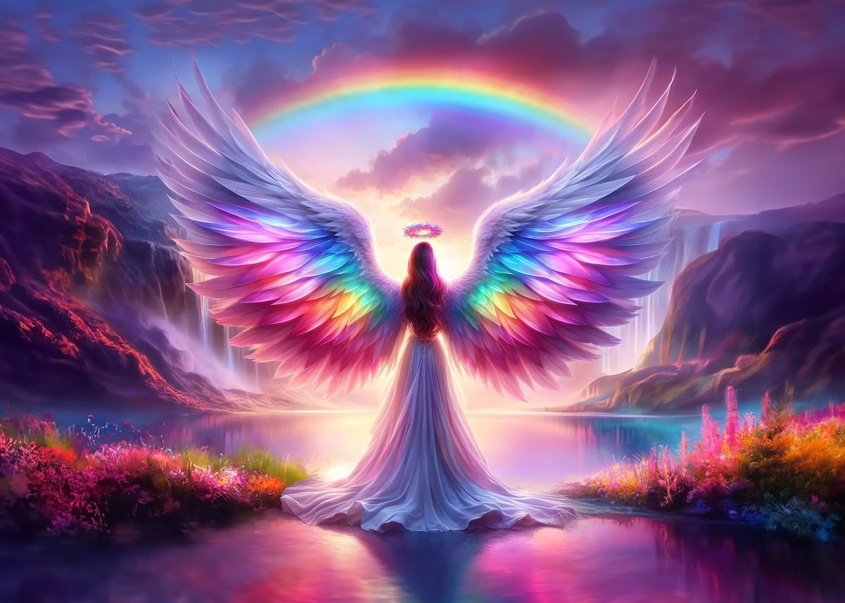 'Rainbow Angel' Poster, picture, metal print, paint by ...