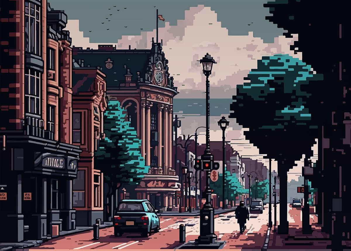 'Enschede City Pixel Art' Poster, picture, metal print, paint by Mdisplate Art | Displate
