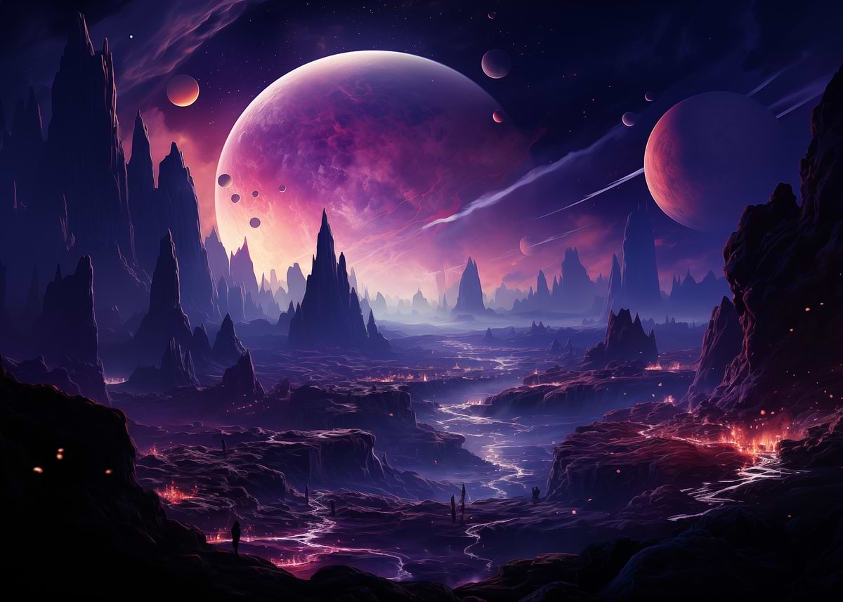 'Alien violet blue planet' Poster, picture, metal print, paint by Yuki ...