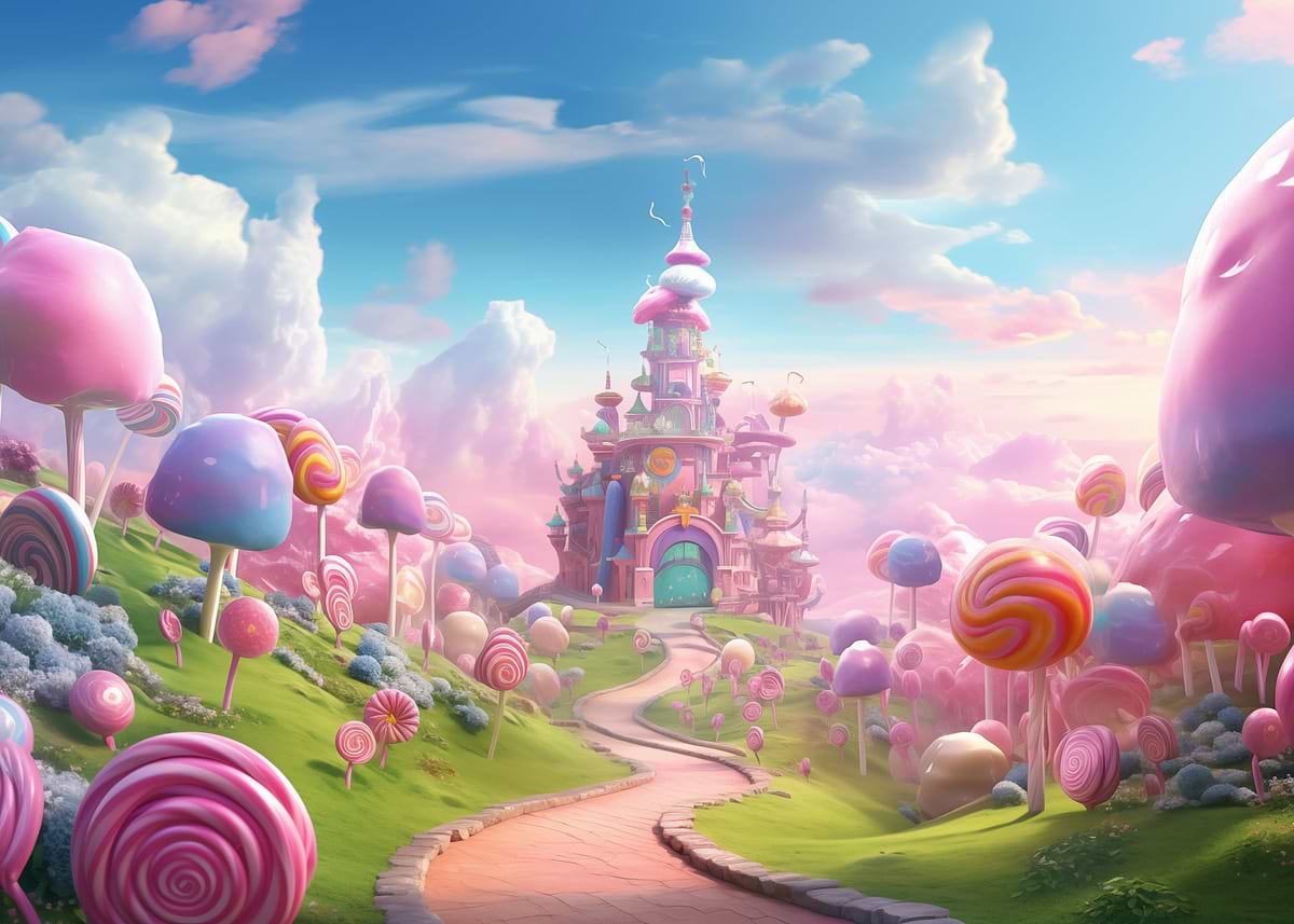 'Candy world castle' Poster, picture, metal print, paint by Yuki | Displate