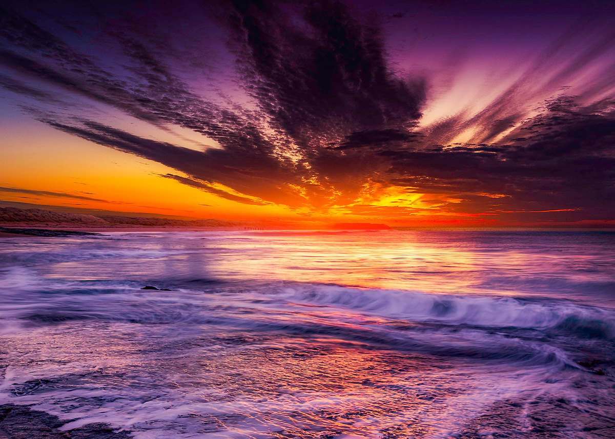 'Purple Horizon Sunset' Poster, picture, metal print, paint by Art ...