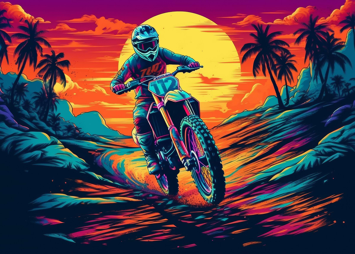 'Riding on dirt track' Poster, picture, metal print, paint by The ...
