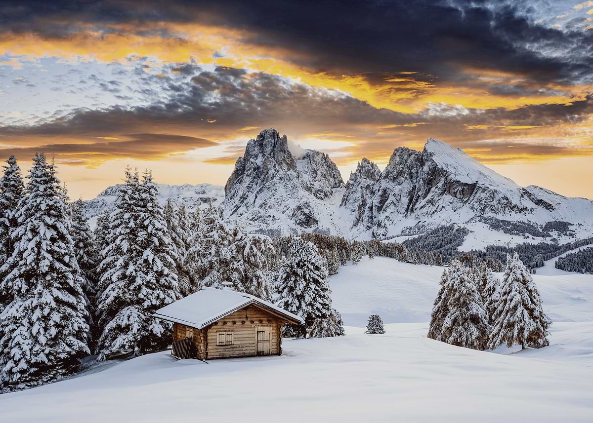 'Winter snow on mountain' Poster, picture, metal print, paint by ...