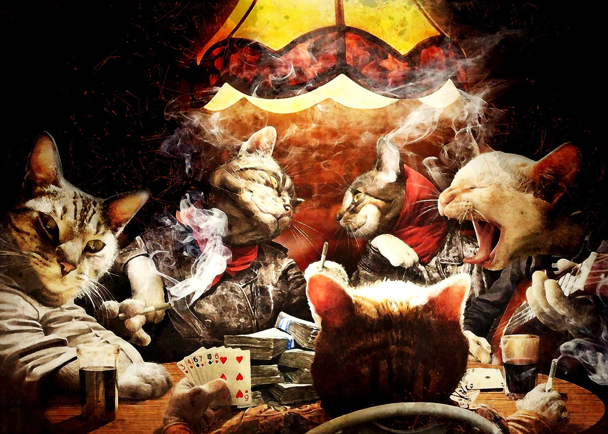 'Cats Night Party' Poster, picture, metal print, paint by nawangza ...