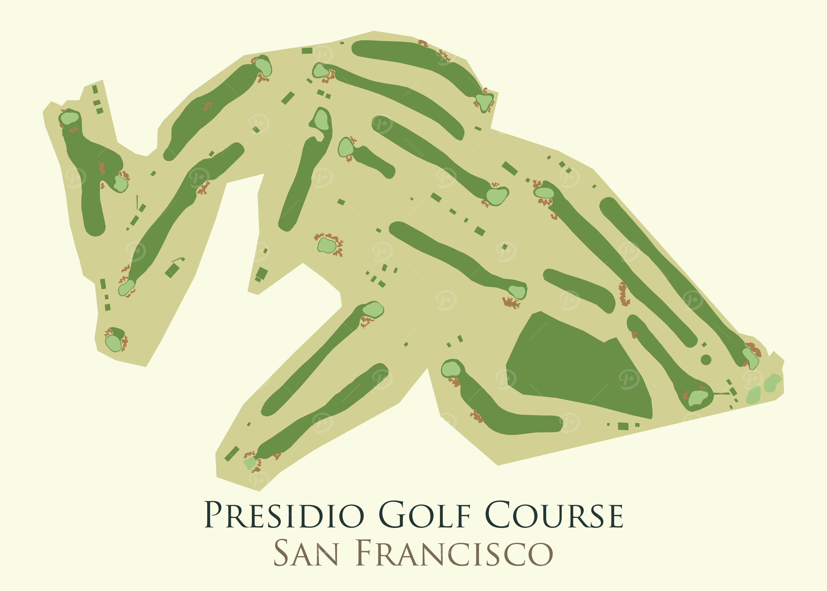 'Presidio Golf Course' Poster, picture, metal print, paint by Sam Kal ...