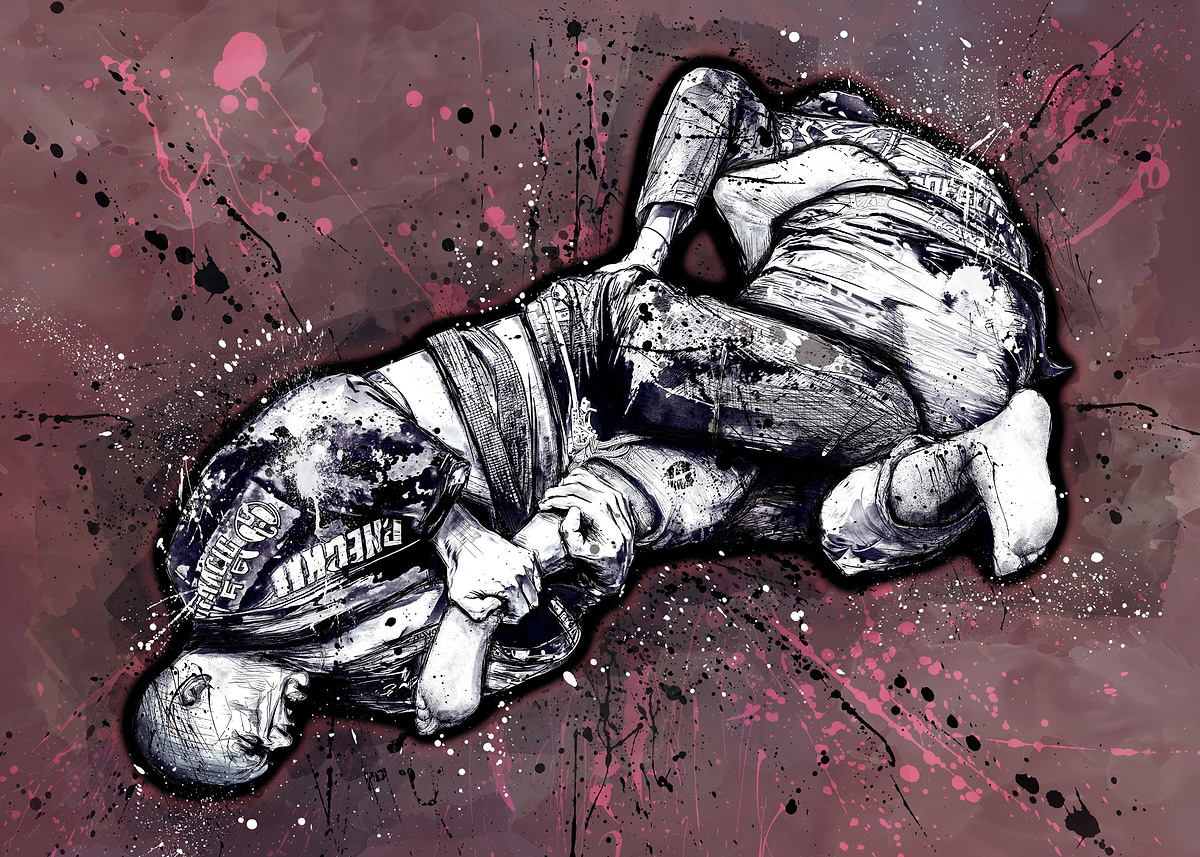 'BJJ Leg Lock' Poster, picture, metal print, paint by Psalms and ...