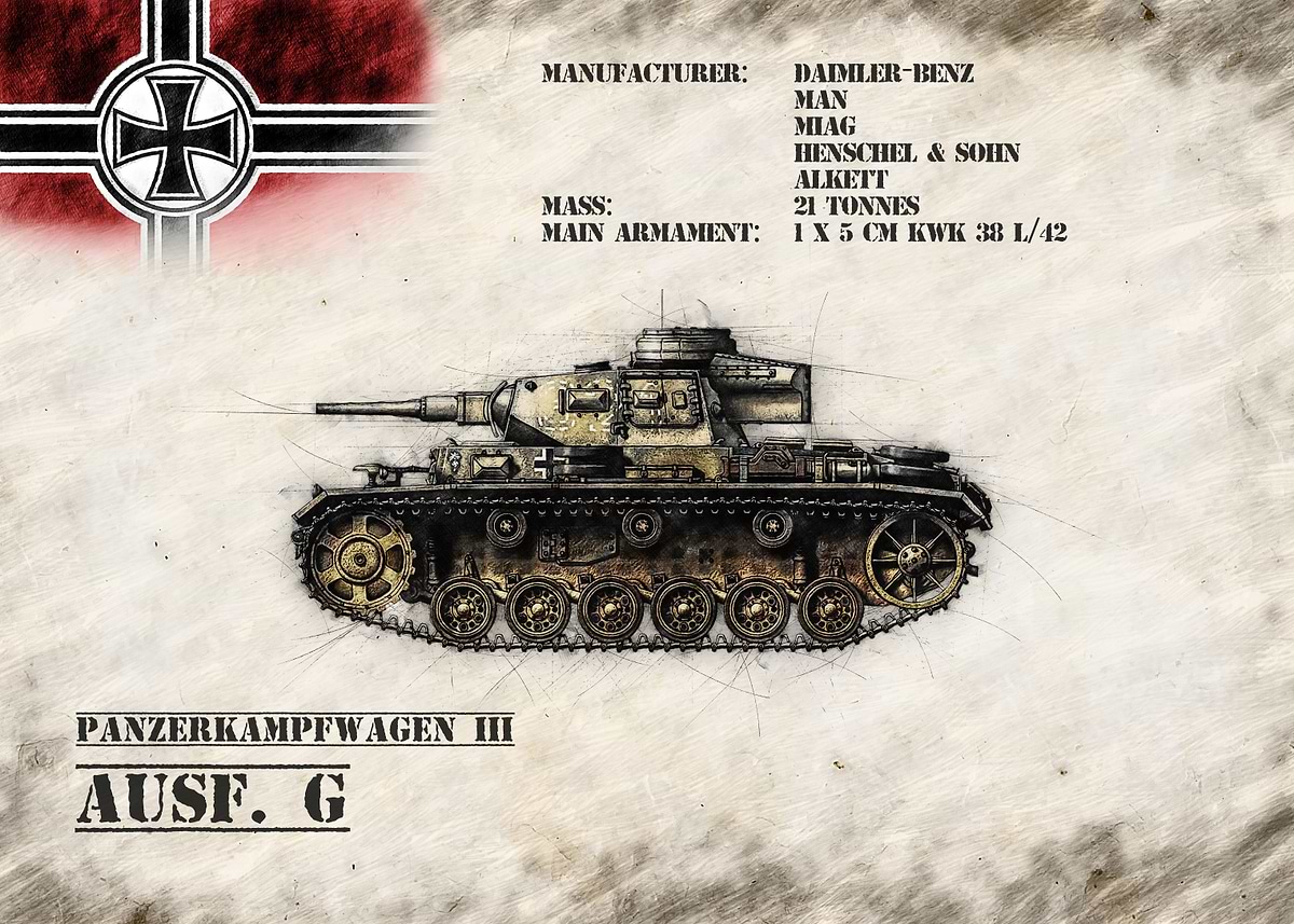 'Panzerkampfwagen III G' Poster, picture, metal print, paint by ...