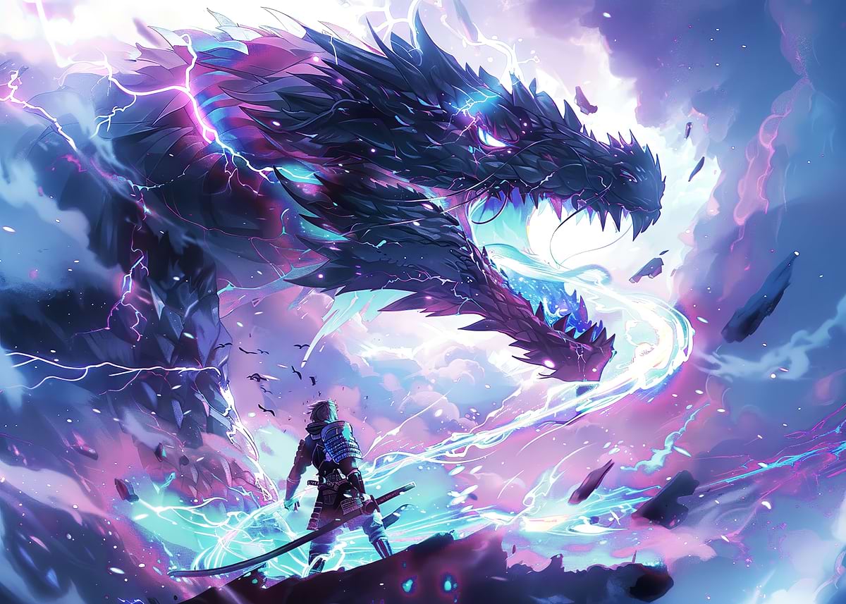 'Legendary Dragon anime' Poster, picture, metal print, paint by Simon ...