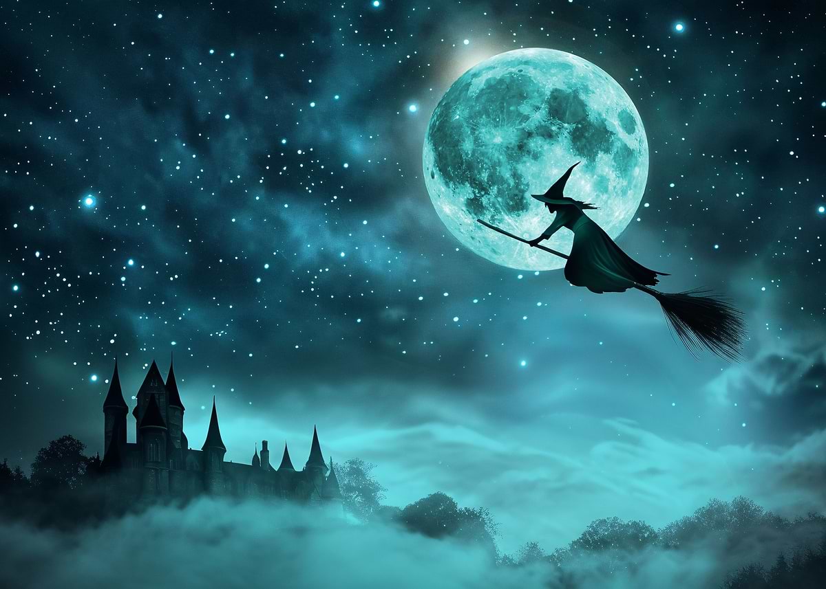 'Witch flying' Poster, picture, metal print, paint by Artfulplay Maja ...
