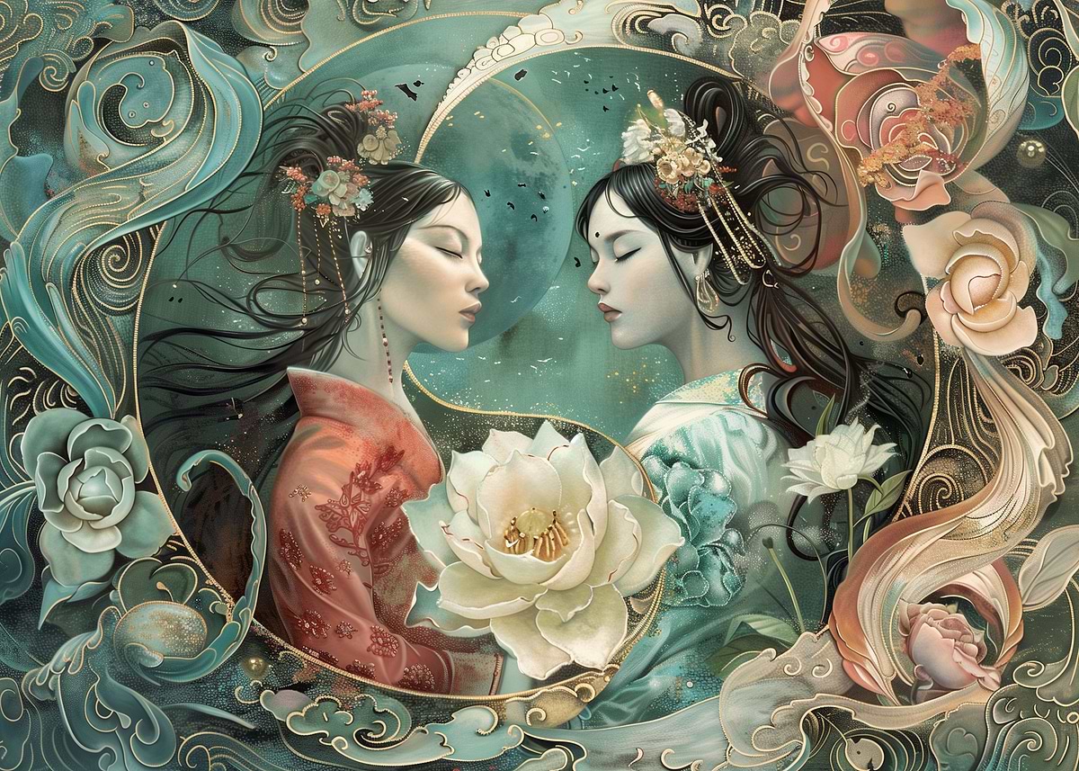 'Yin and Yang Asian Women' Poster, picture, metal print, paint by Zenz ...