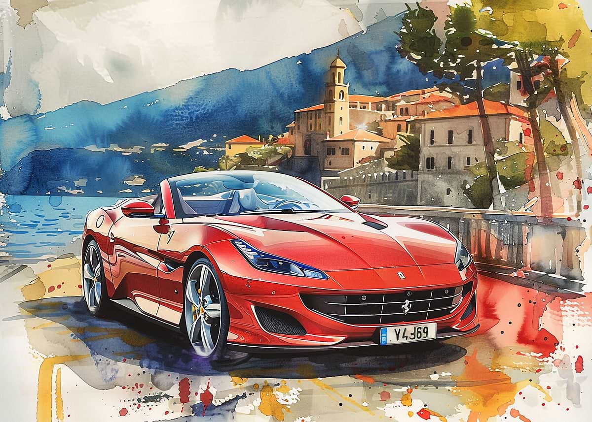 'My Ferrari Portofino color' Poster, picture, metal print, paint by ...