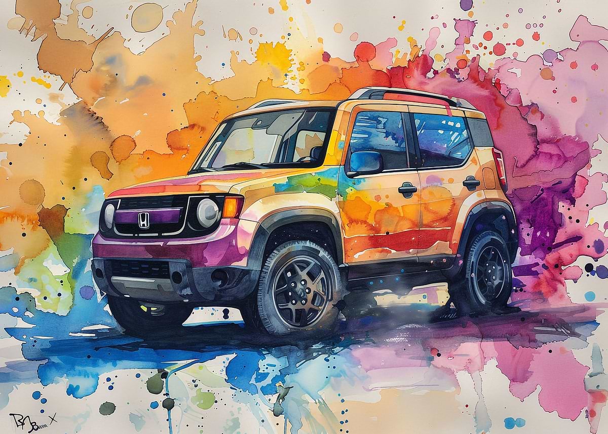 'My Honda Element DX waterc' Poster, picture, metal print, paint by ...