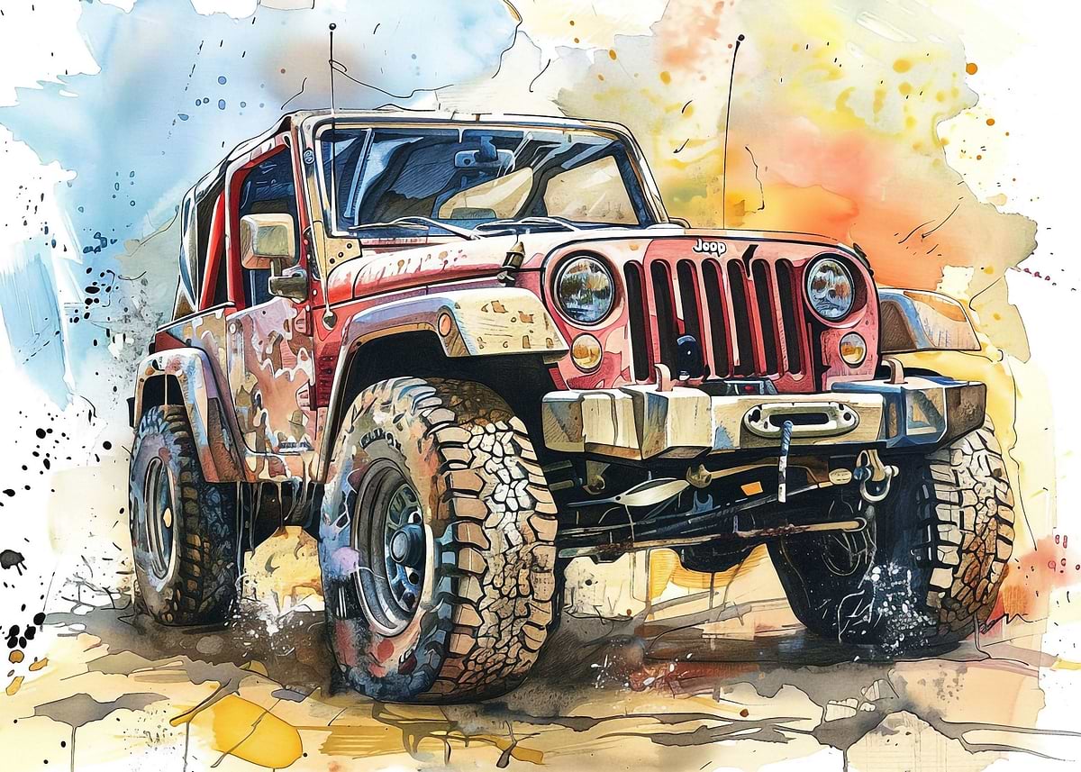 'My Jeep Wrangler color' Poster, picture, metal print, paint by ...