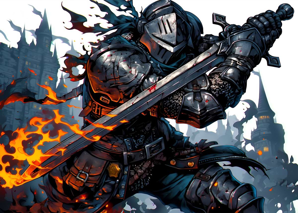 'Paladin Knight FireTemplar' Poster, picture, metal print, paint by ...