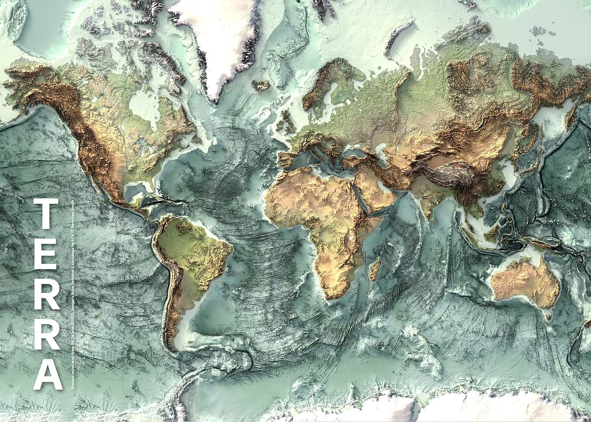 'Terra relief map' Poster, picture, metal print, paint by Broken ...