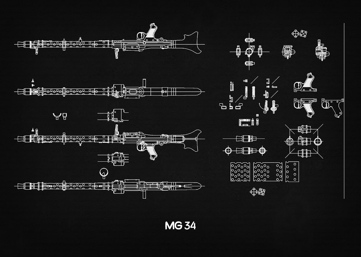 'MG 34' Poster, picture, metal print, paint by Blueprint Expert | Displate