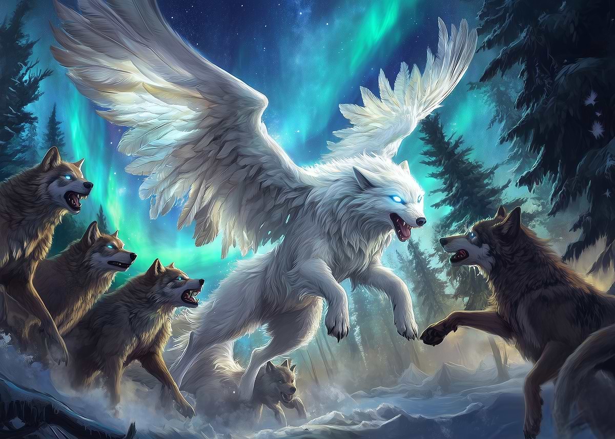 'Northern Winged Wolf ' Poster, picture, metal print, paint by Danan ...