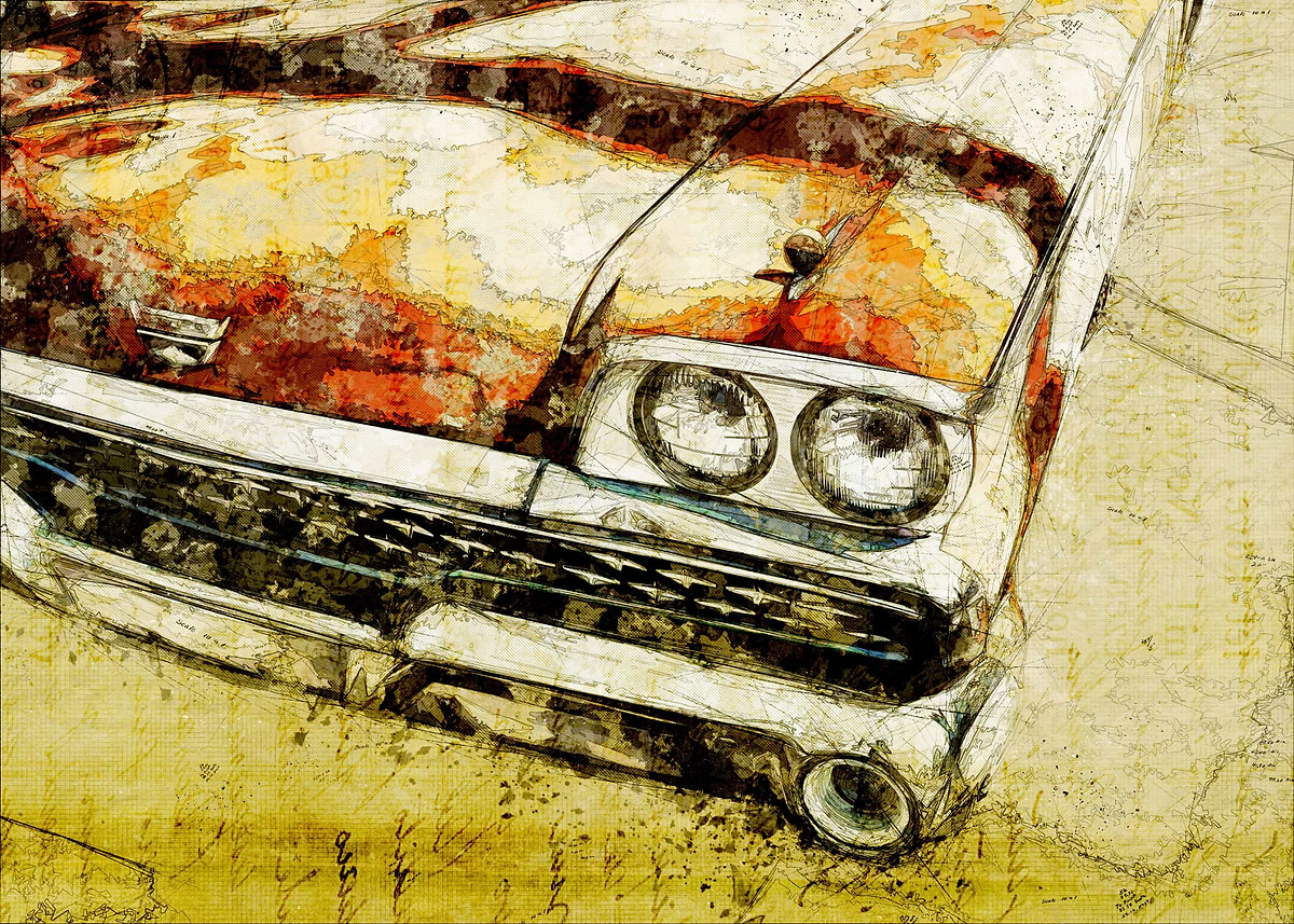'yellow car' Poster, picture, metal print, paint by Lembayung Senja ...