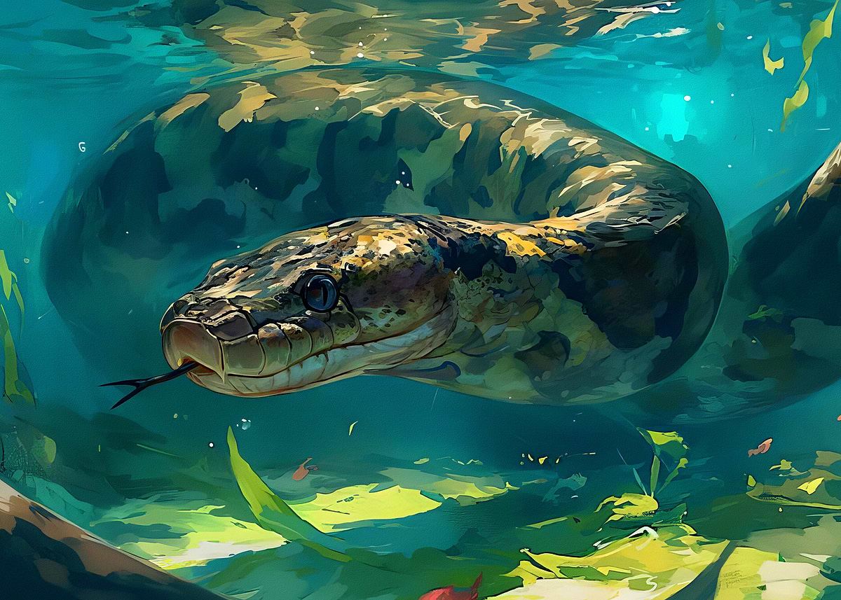 'Python Underwater' Poster, picture, metal print, paint by Dao Dung ...