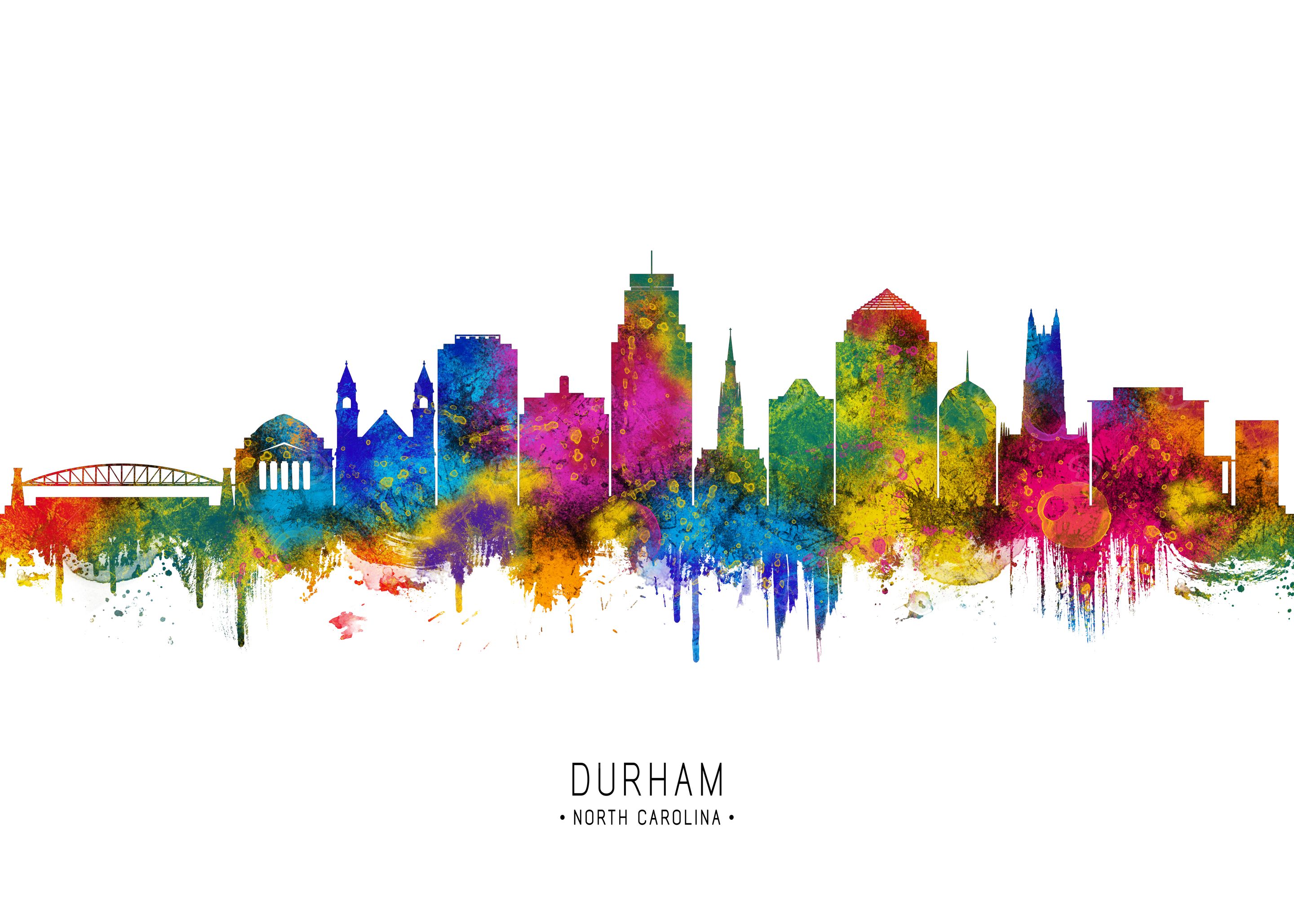 'Durham Skyline Watercolor' Poster, picture, metal print, paint by ...