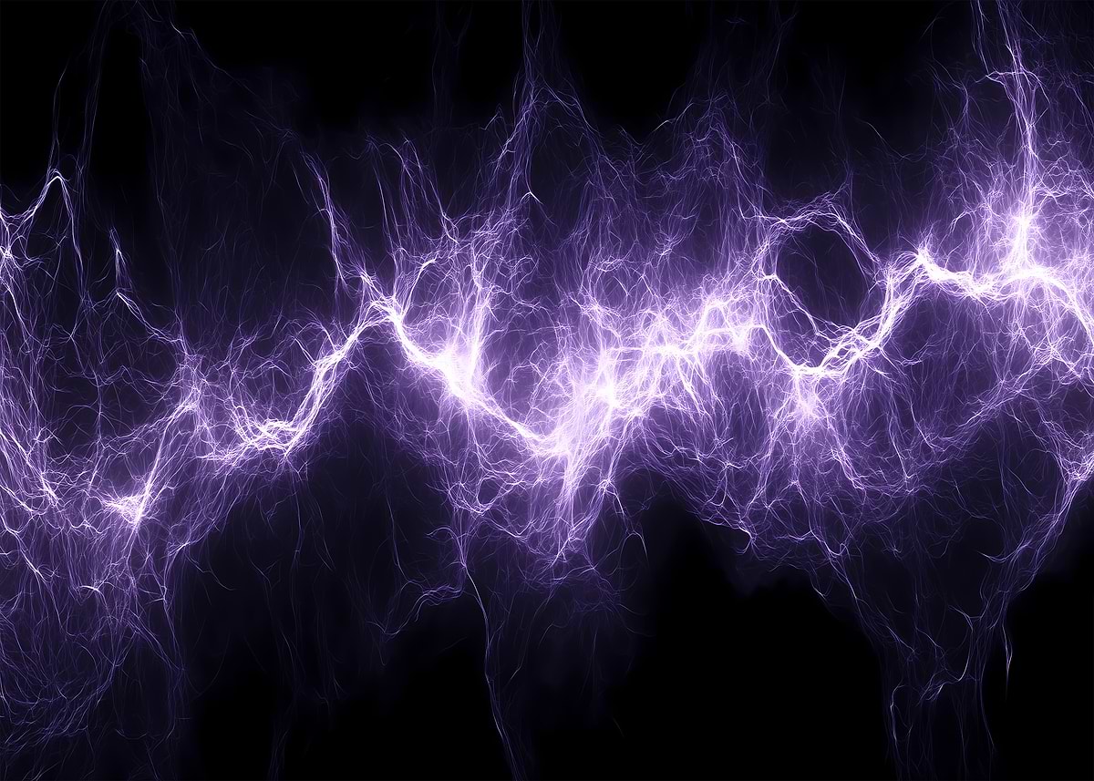 'Purple Lightning Abstract' Poster, picture, metal print, paint by ...