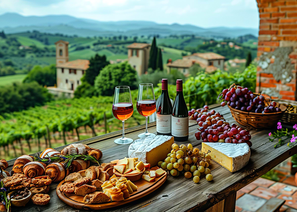 'Italian Wine & Cheese Tasting' Poster, picture, metal print, paint by ...