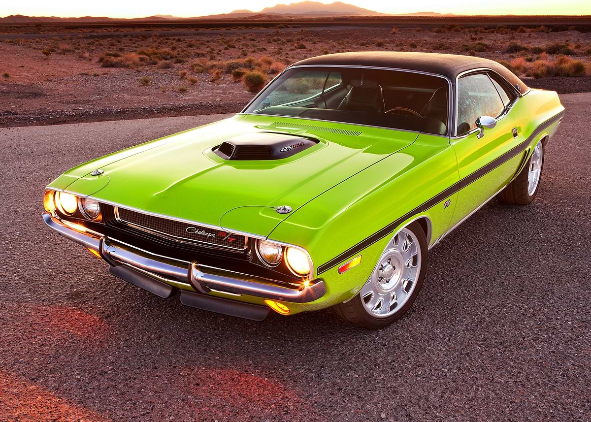 'Green Dodge Challenger' Poster, picture, metal print, paint by classic ...