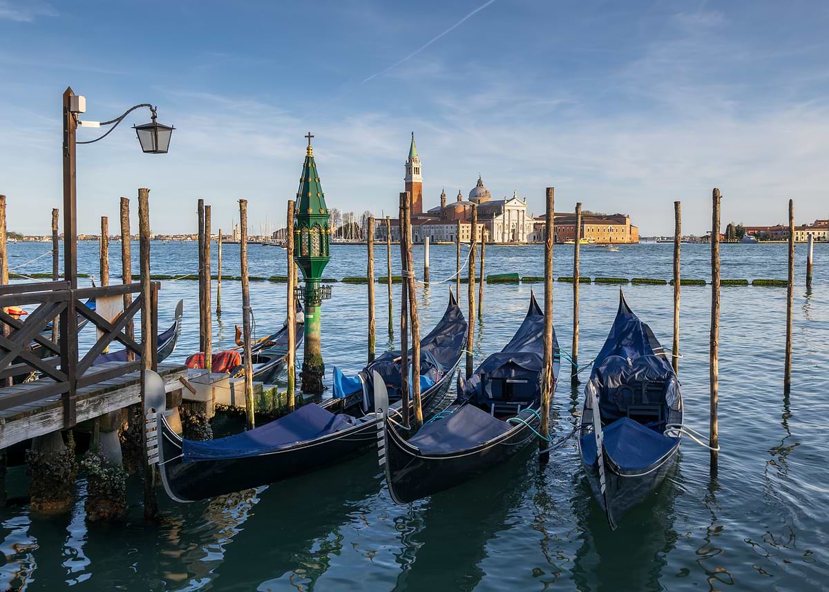 'Venice Gondolas In Lagoon' Poster, picture, metal print, paint by ...