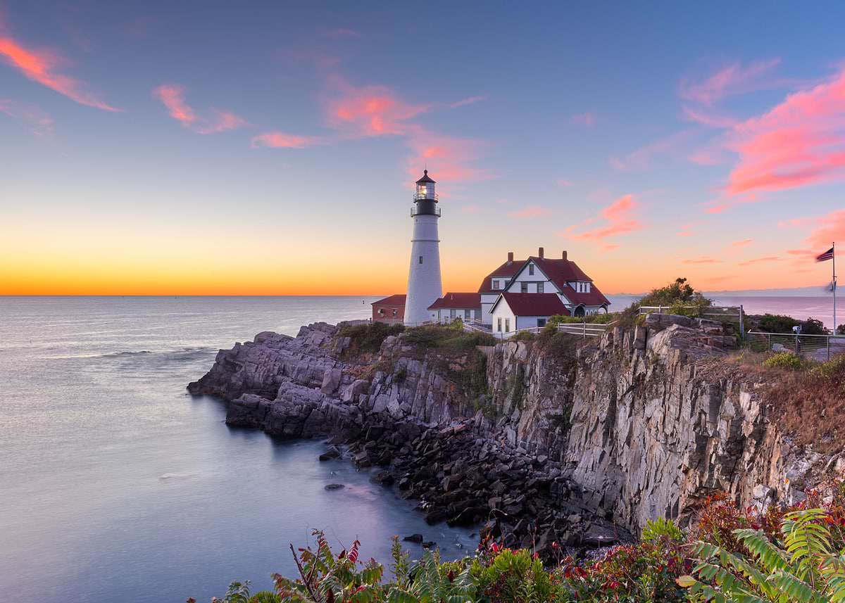 ' Portland Maine Lighthouse at Sunset' Poster, picture, metal print ...