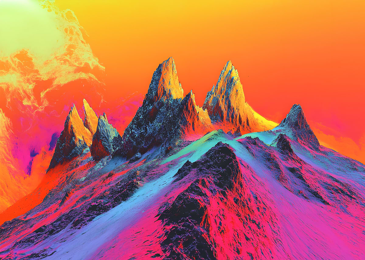 'Vibrant Mountain Landscape' Poster, picture, metal print, paint by Dia ...