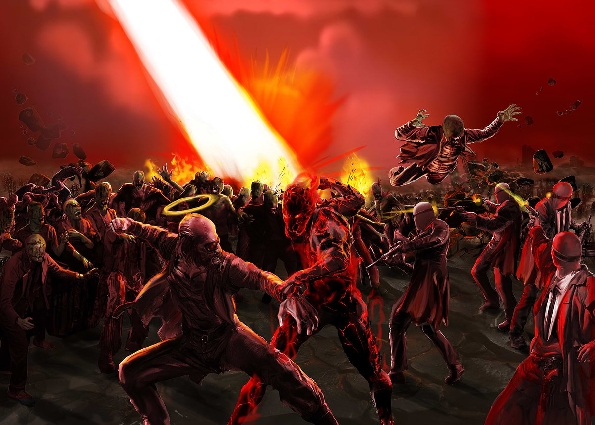 'Jebus vs The Auditor' Poster, picture, metal print, paint by ...