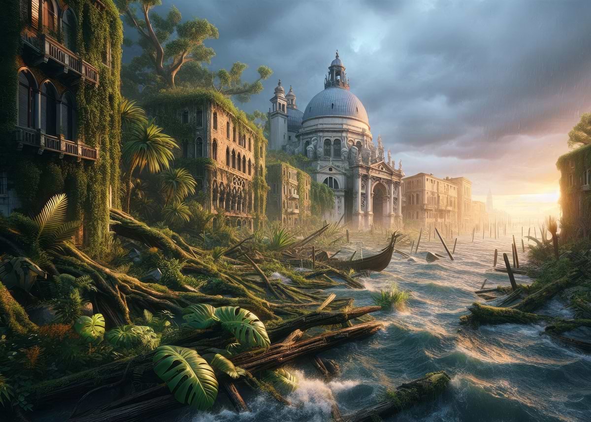 'Venezia - Overgrown Cityscape' Poster, picture, metal print, paint by ...