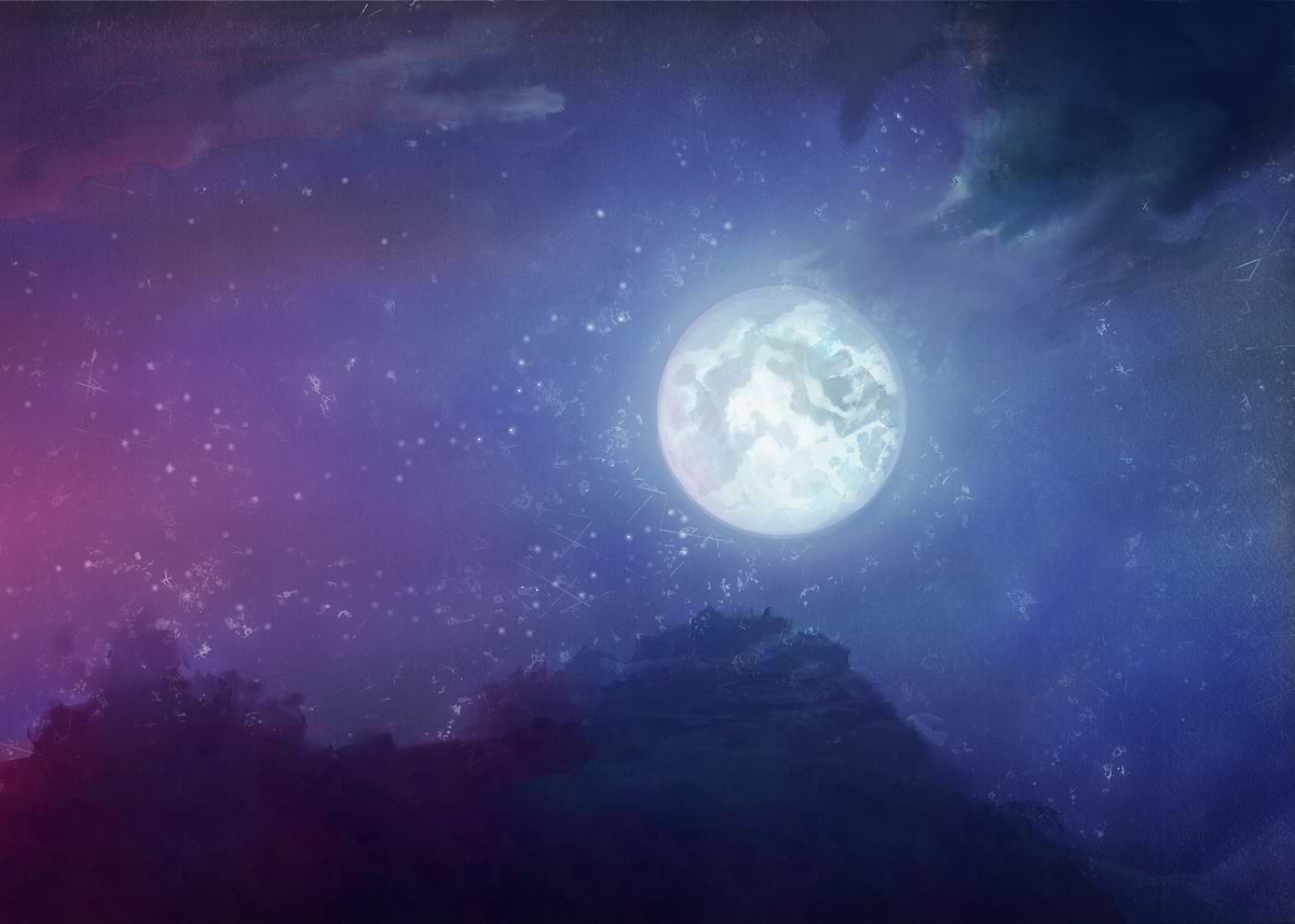 'Selene Full Moon in the Night Sky' Poster, picture, metal print, paint ...