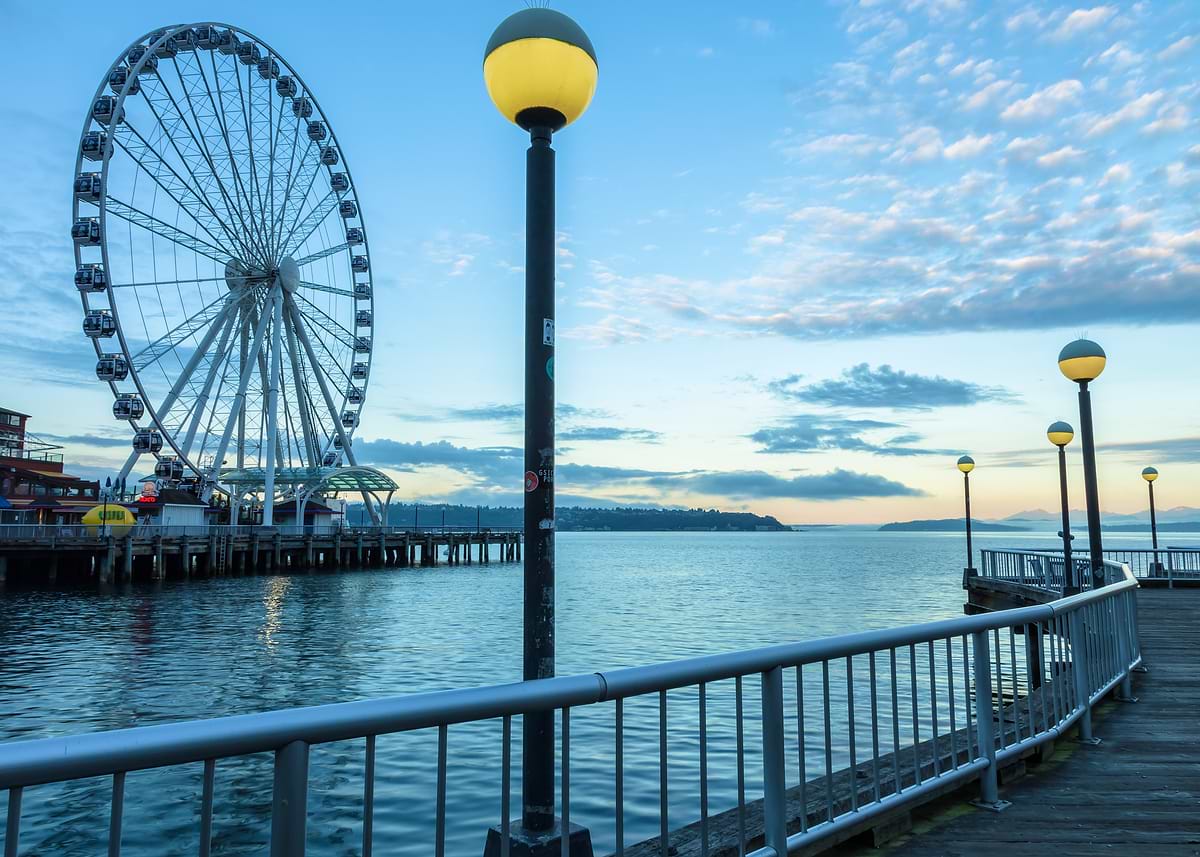 'Seattle Ferris Wheel Pier' Poster, picture, metal print, paint by ...