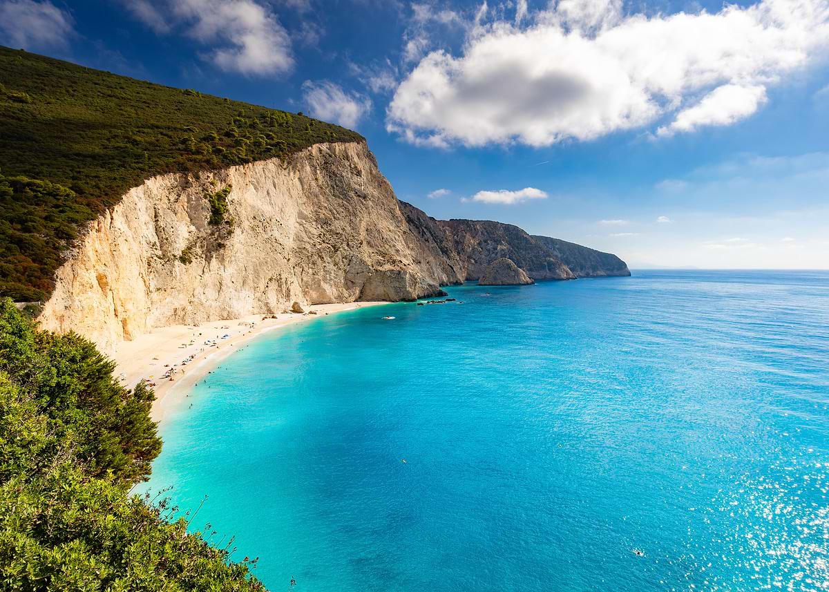 'Holiday Greek bay with a sandy beach and sea' Poster, picture, metal ...
