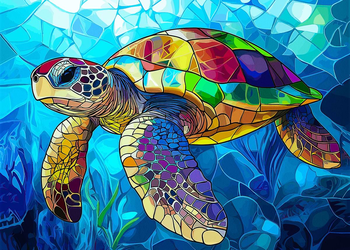 'Colorful Sea Turtle' Poster, picture, metal print, paint by WeldonMetz ...