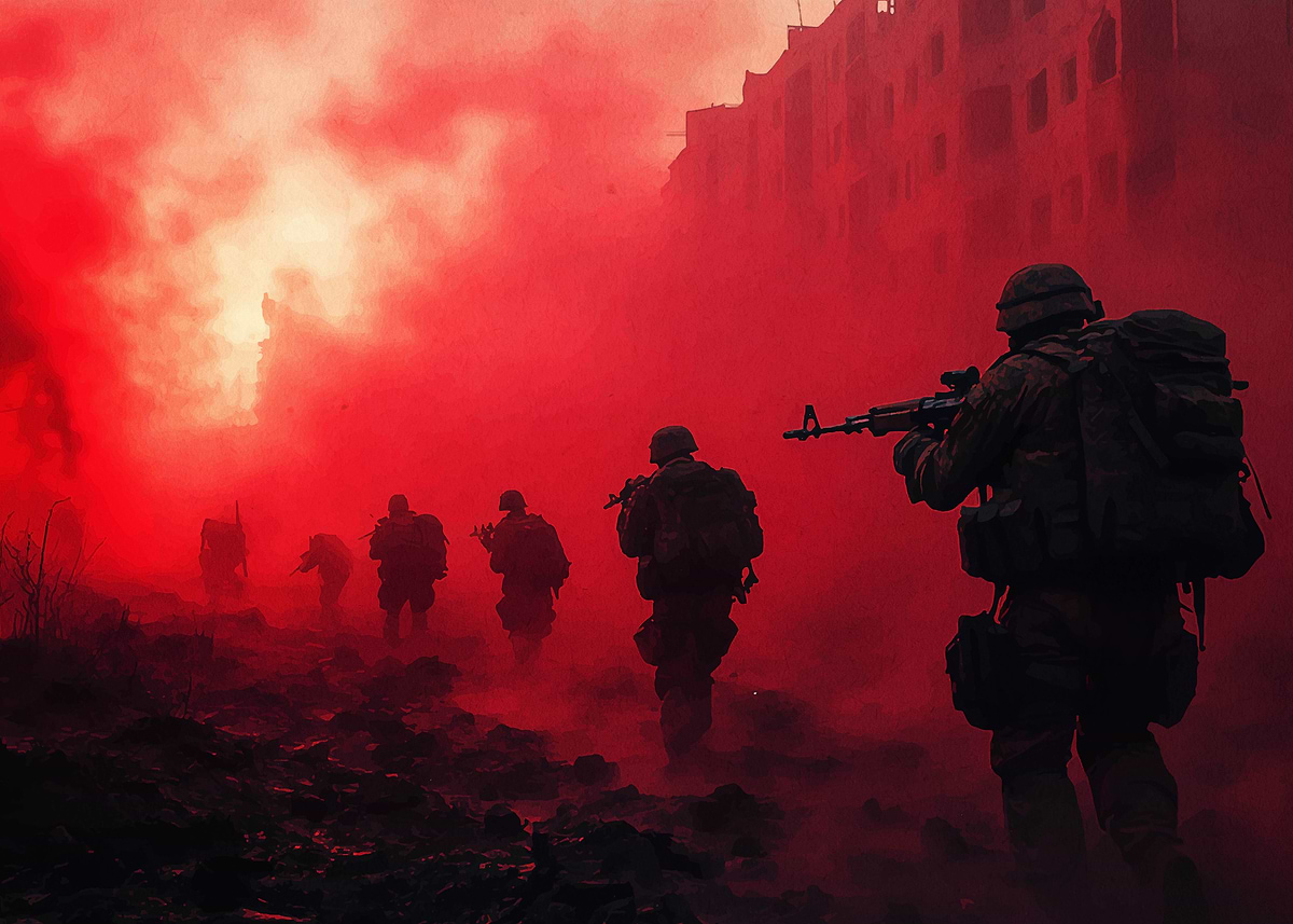 'Soldiers in Red Smoke' Poster, picture, metal print, paint by jayde ...