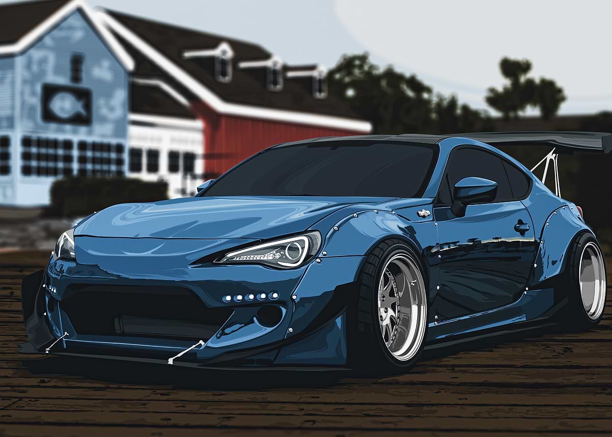 'Blue Toyota GT86' Poster, picture, metal print, paint by ALCN | Displate