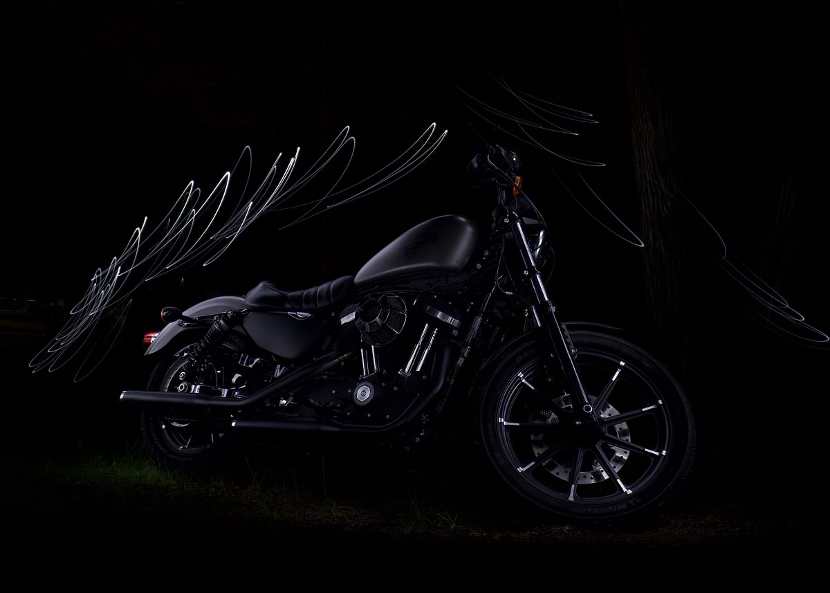 'Black Motorcycle with Light Trails' Poster, picture, metal print ...