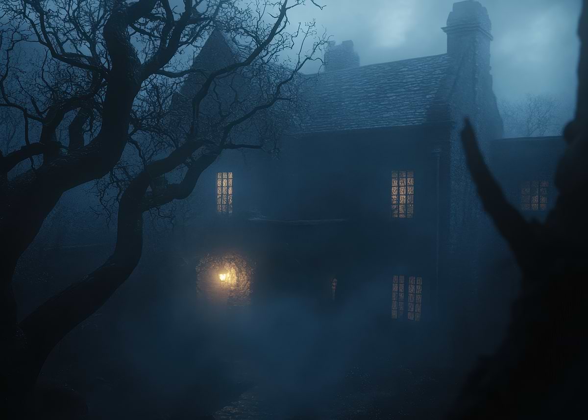 'Foggy spooky Manor' Poster, picture, metal print, paint by Nicolas ...