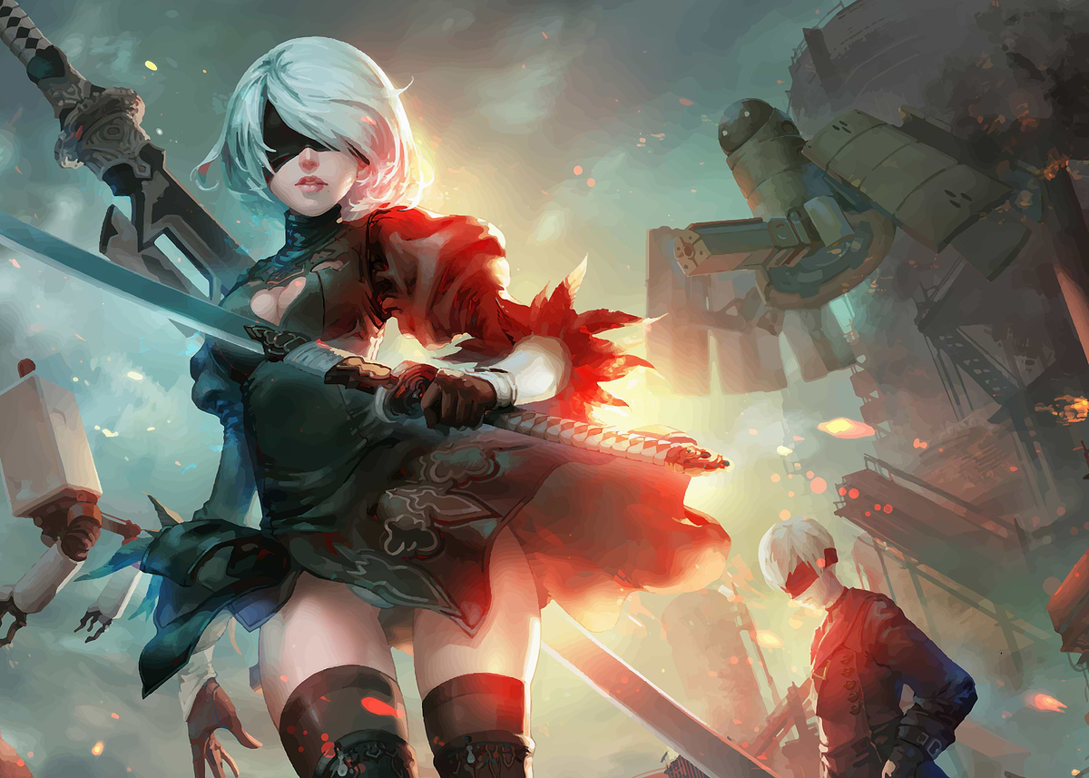 '2B Nier Automata Fan Art' Poster, picture, metal print, paint by ...