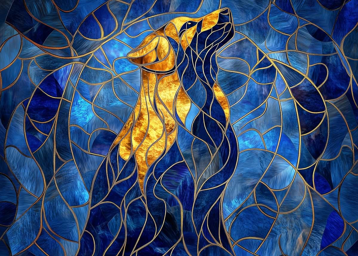 'Wondrous Wolf: Stained Glass Majesty' Poster, picture, metal print ...